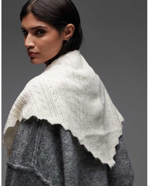 ASOS Knitted Fluffy Pointelle Neck Scarf in Grey | Lyst UK