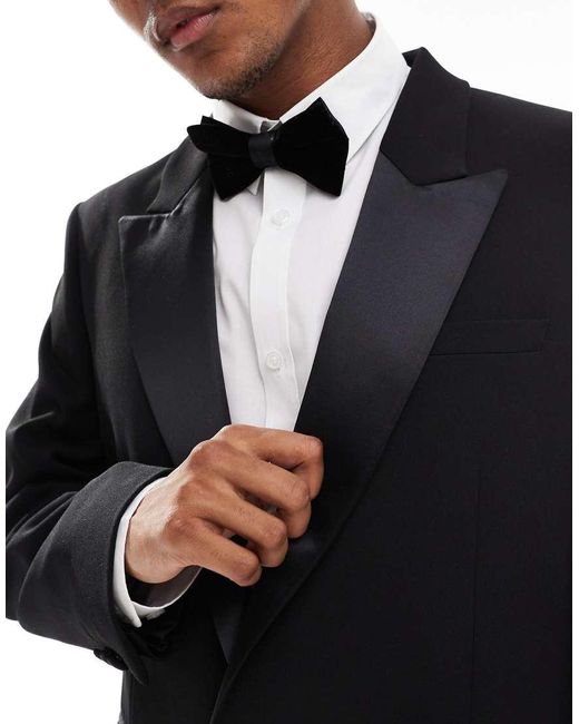 ASOS Slim Tuxedo Jacket With Satin Lapels in Black for Men | Lyst UK