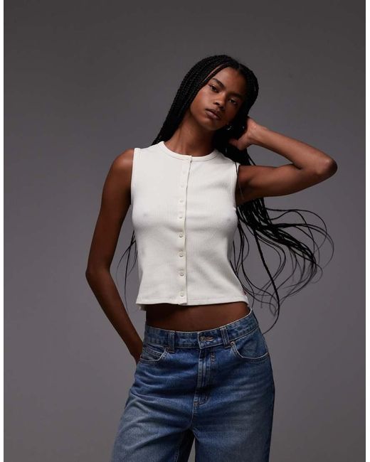 Levi's Rory Sleeveless Button Up Top in Grey | Lyst UK