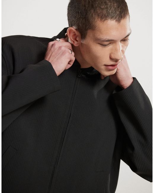 ASOS Smart Co-ord Ribbed Bomber Jacket in Black for Men | Lyst
