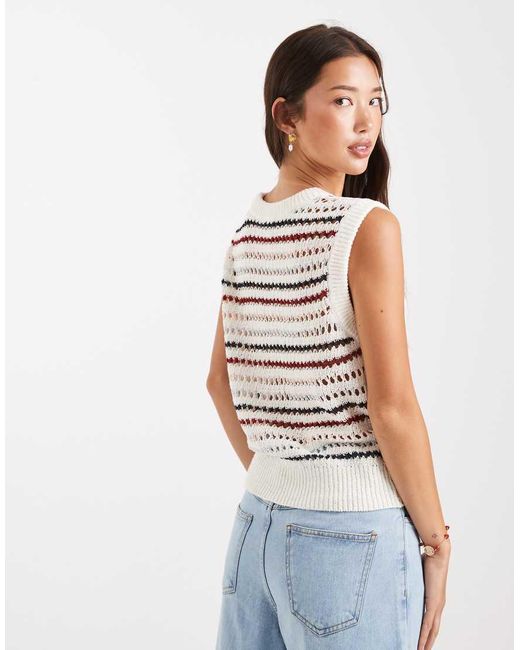 Object Crochet Knit Sleeveless Layering Vest | Lyst UK