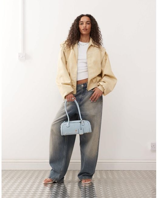 Lioness Exclusive Vista Leather Look Contrast Stitch Bomber Jacket in ...