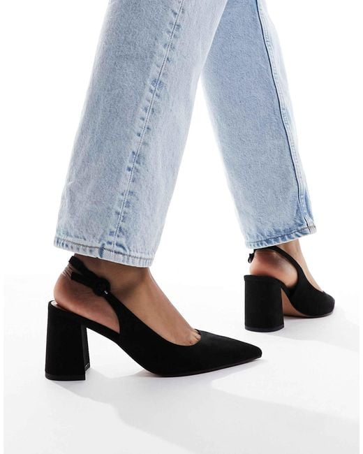 ASOS Sutton Slingback Mid Block Heels in Blue | Lyst