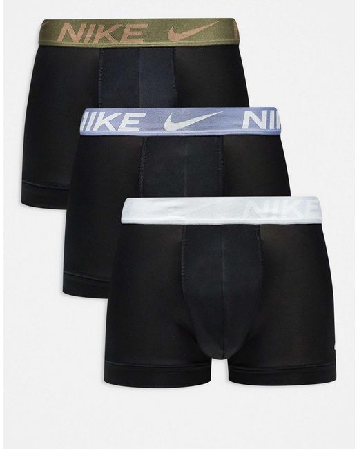 Nike Dri-fit Essential Microfibre 3 Pack Trunks in Black for Men | Lyst