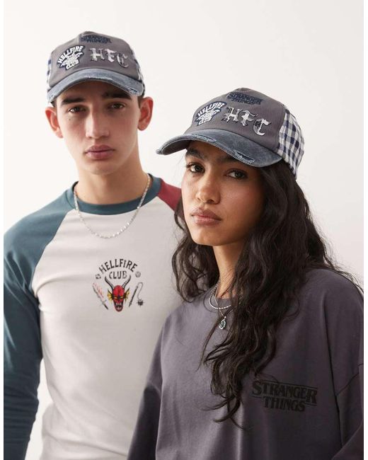 Reclaimed (vintage) X Stranger Things Unisex Cap With Contrast Gingham ...