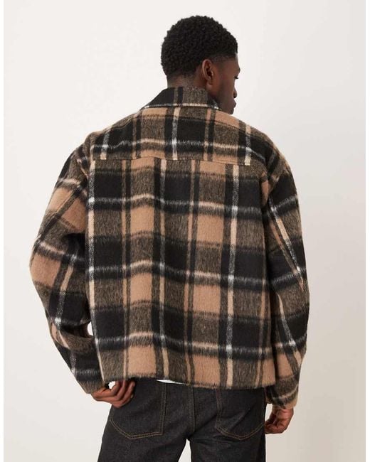 ASOS Oversized Wool Look Check Jacket in Black for Men | Lyst UK