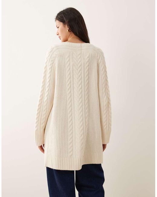 Abercrombie & Fitch Cable Knit Longline Cardigan in Blue | Lyst UK