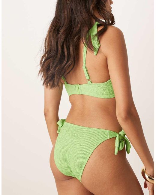 Peek & Beau Fuller Bust Crinkle Tie Side Bikini Bottom in Green | Lyst UK