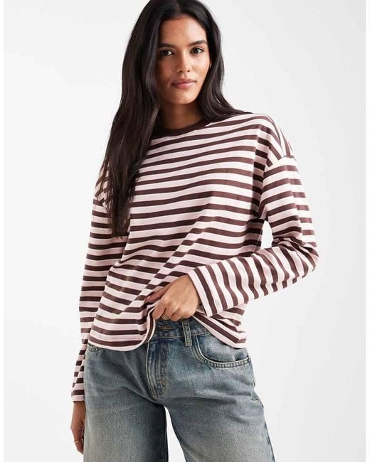 New Look New Look Striped Long Sleeve Boxy Top in Red | Lyst UK