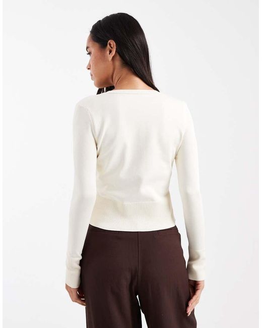 ASOS Compact Knit Cardigan With Popper Details in White | Lyst UK