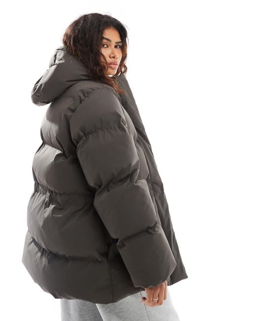 Weekday Dust Cinched Puffer Coat With Detachable Hood in Black | Lyst