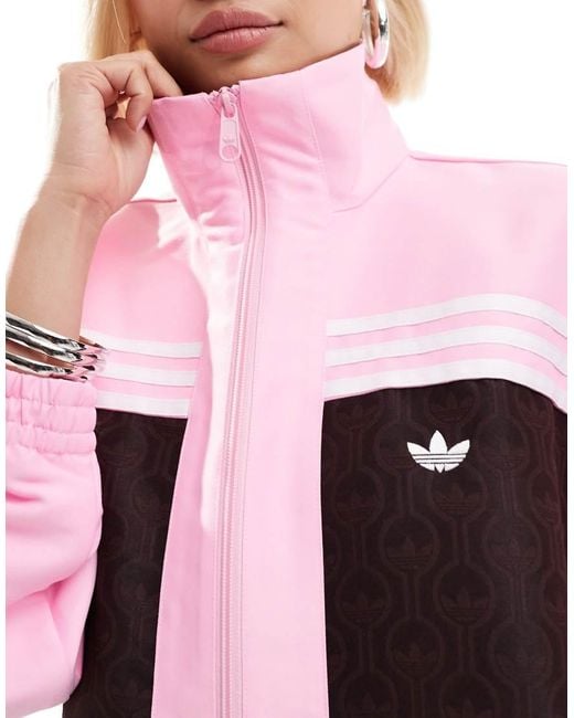 adidas Originals Oversized Monogram Track Top in Pink | Lyst UK