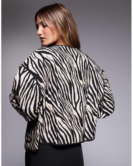 River Island Zebra Print House Coat in Gray | Lyst
