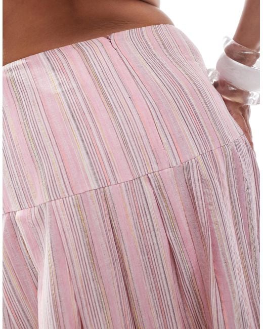 Renee Studio Plus Exclusive Bow Side Pleated Hotfix Detail Midi Skirt ...