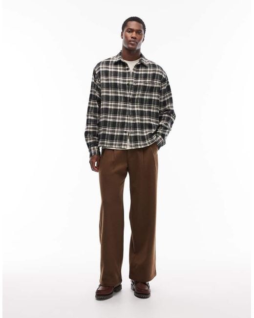 ASOS Boxy Oversized Vintage Look Flannel Check Shirt in Grey for Men ...