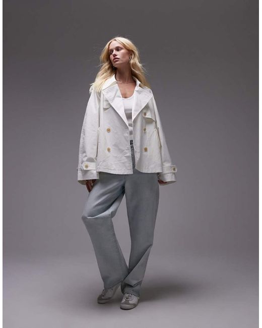 ARKET Cropped Trench Coat With Storm Flap in Grey | Lyst UK