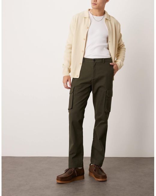 Mango Pocket Detail Straight Leg Cargo Trouser in Brown for Men | Lyst