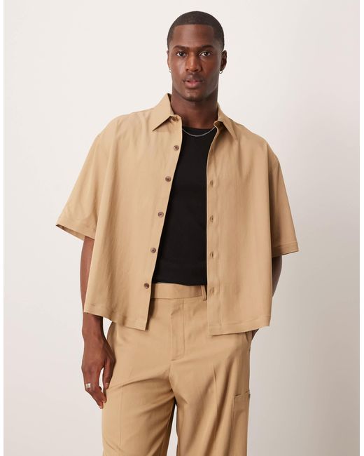 ASOS Co-ord Oversized Boxy Crop Shirt in Natural for Men | Lyst