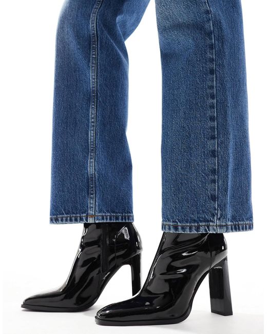ASOS Eloise High Block Heeled Boots in Blue | Lyst