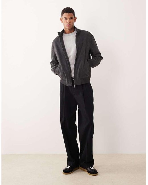 Mango Zip Though Harrington Jacket in Grey for Men | Lyst UK