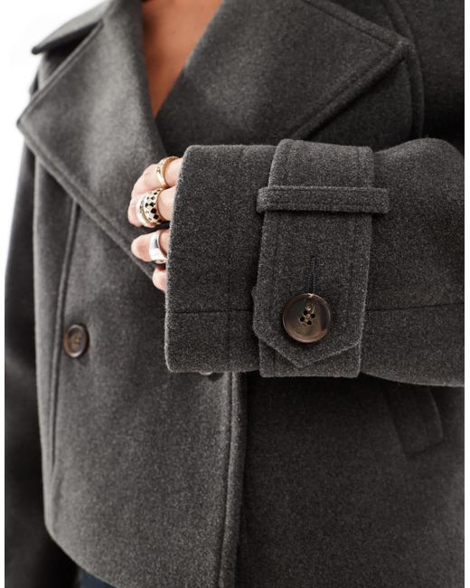 ASOS Cropped Formal Trench Coat in Black | Lyst