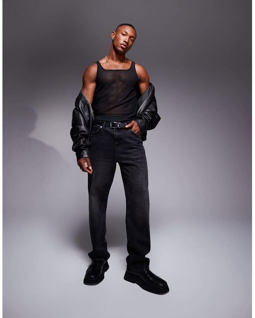ASOS Square Neck Muscle Fit Vest in Black for Men | Lyst UK