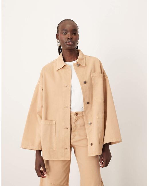 ARRANGE Oversized Mansy Denim Shacket in Natural | Lyst