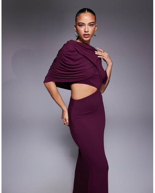 ASOS Cut Out Asymmetric Cape Maxi in Purple | Lyst UK