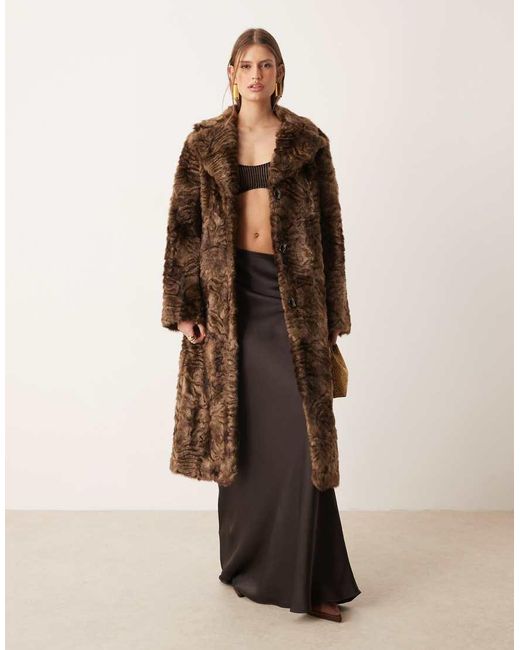 Mango Textured Faux Fur Jacket in Natural | Lyst UK