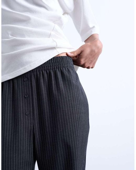 TOPSHOP Pinstripe Boxer Jogger in White | Lyst UK