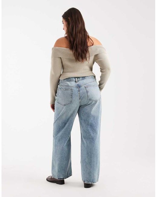 ASOS Asos Design Curve Wide Leg Dad Jeans in Blue | Lyst UK