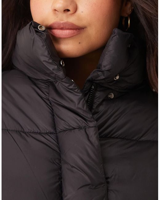 Mango Funnel Collar Puffer Coat in Black | Lyst