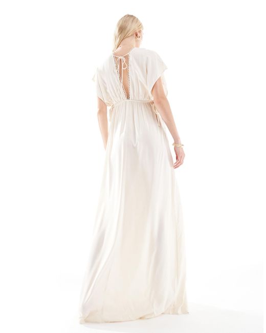 ASOS Tall Faye Flutter Sleeve Maxi Beach Dress With Tie Detail in ...