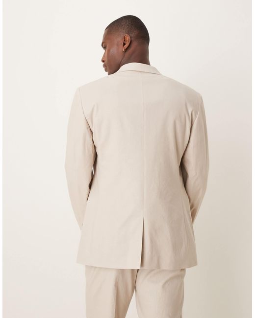 ASOS Linen Blend Slim Suit Jacket in Natural for Men | Lyst