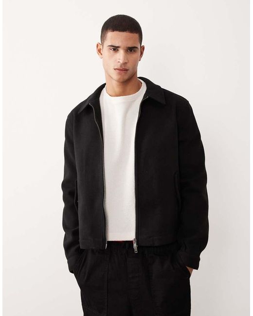 ASOS Wool Look Harrington Jacket in Blue for Men | Lyst UK