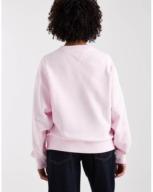Tommy Hilfiger Boxy Badge Sweatshirt in Pink | Lyst UK