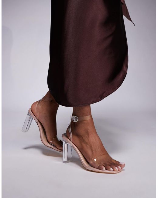 Seqwl - sandales larges à talon carré - transparent SEQWL Wide Fit en ...