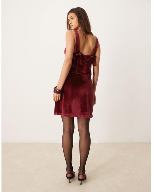 ASOS Velvet Co-ord Skirt in Red | Lyst