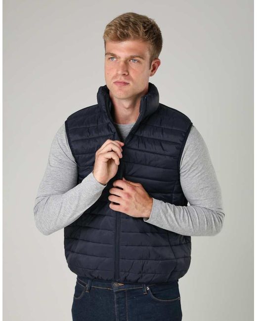 French Connection Superlight Funnel Neck Puffer Gilet in Blue for Men ...