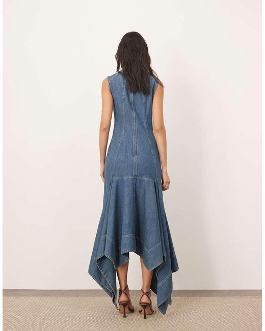 ARRANGE Square Cut Midi Dress in Blue | Lyst UK