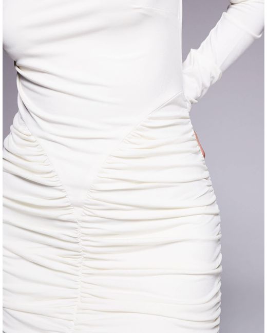 Ruched & Ready Sculpting Ruched Detail Bodycon Mini Dress in Gray | Lyst