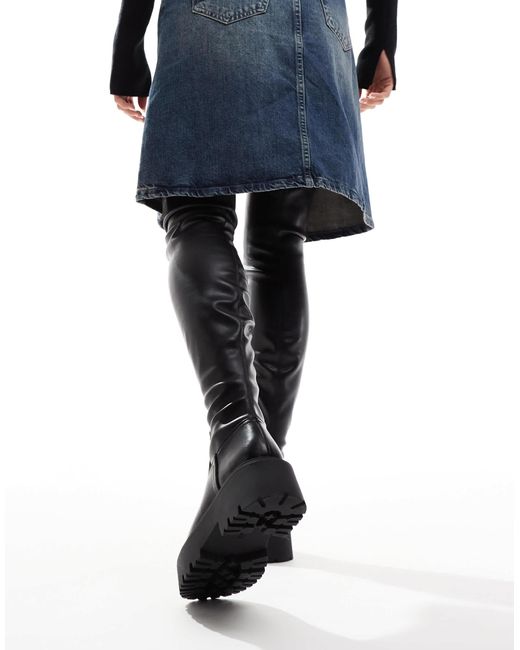 ASOS Kristen Chunky Over The Knee Boot in Black | Lyst