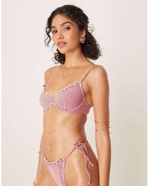 ASOS Anna Seersucker Underwi Bikini Top in Red | Lyst