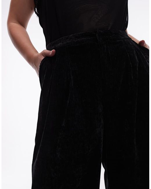 ASOS Asos Design Curve Textured Velvet Tailored Wide Leg Pants in Black ...