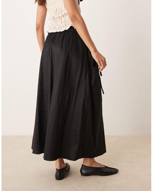 Glamorous Volume Taffeta Midi Skirt in Natural | Lyst