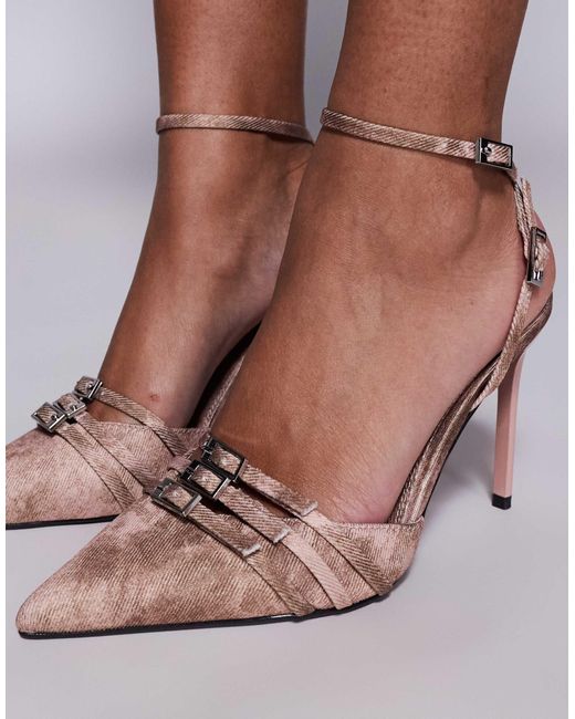 ASOS Playdate Buckle Detail High Heeled Shoes in Pink | Lyst