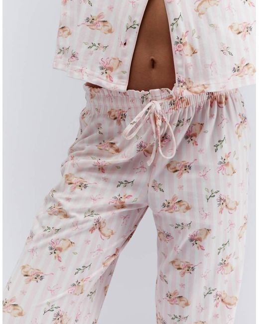 Boux Avenue Bunnies Top And Bottoms Pyjama Set With Matching Bag in ...