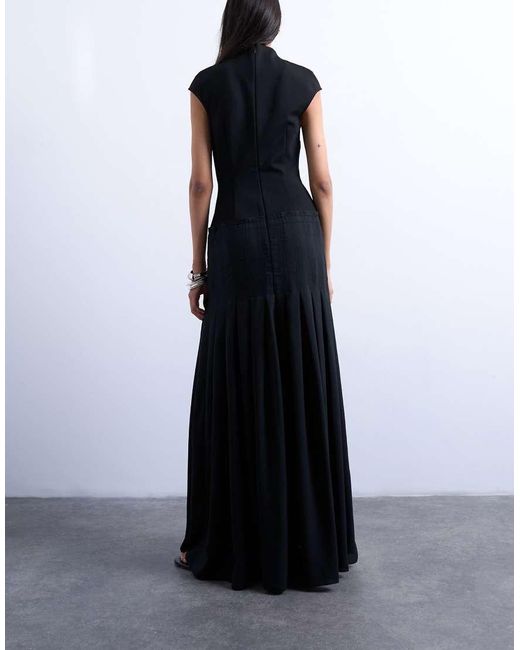TOPSHOP Box Pleat Skirt Dropped Waist Maxi Dress in White | Lyst UK