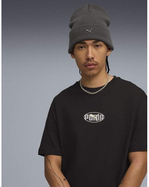 PUMA Metal Cat High Crown Beanie in Grey | Lyst UK