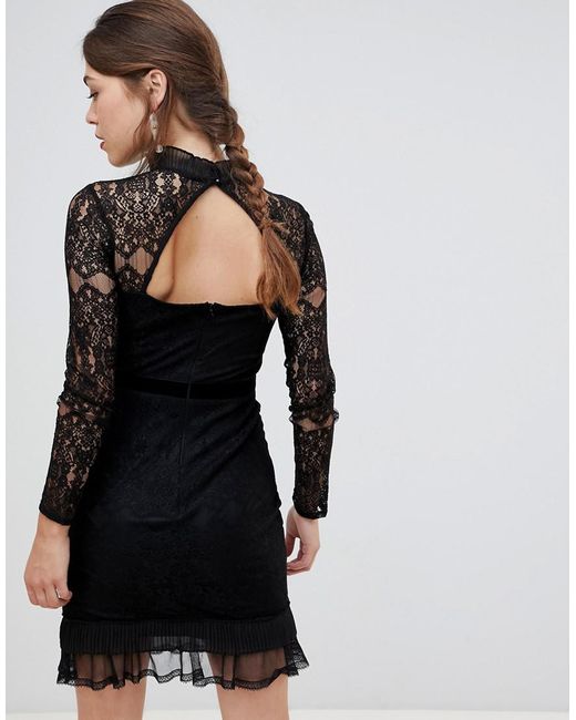 Frock And Frill Frock And Frill High Neck Long Sleeve Lace Dress With